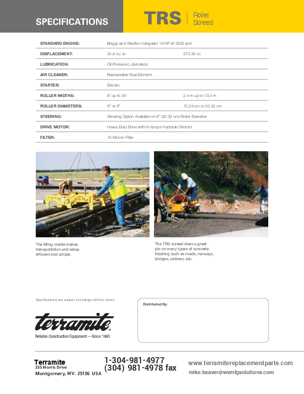 2026 Terramite TRS-18 Roller Screed includes 8" Rollers up to 34 feet ...